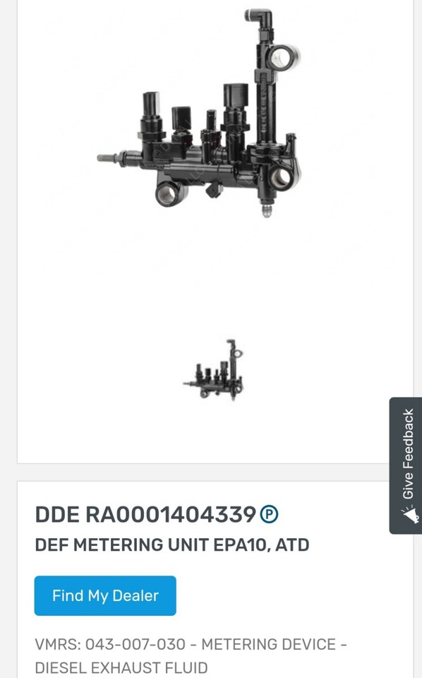Freightliner DETROIT DDE RA0001404339 DEF Metering Unit VALVE Epa10 ...