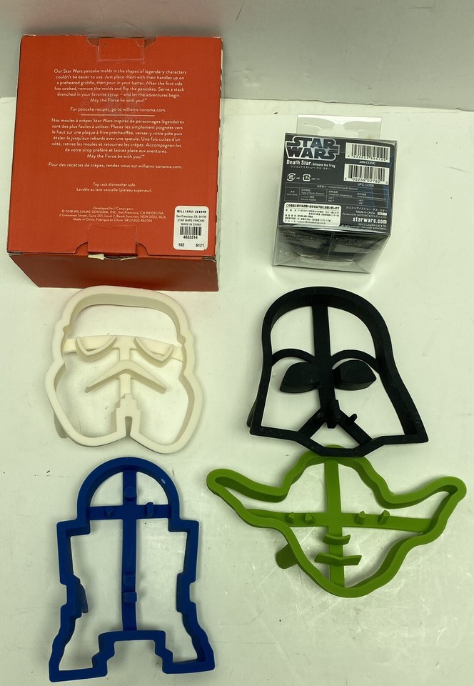 Star Wars Set Of 4 Silicone Pancake Molds & Death Star Ice Cube ...