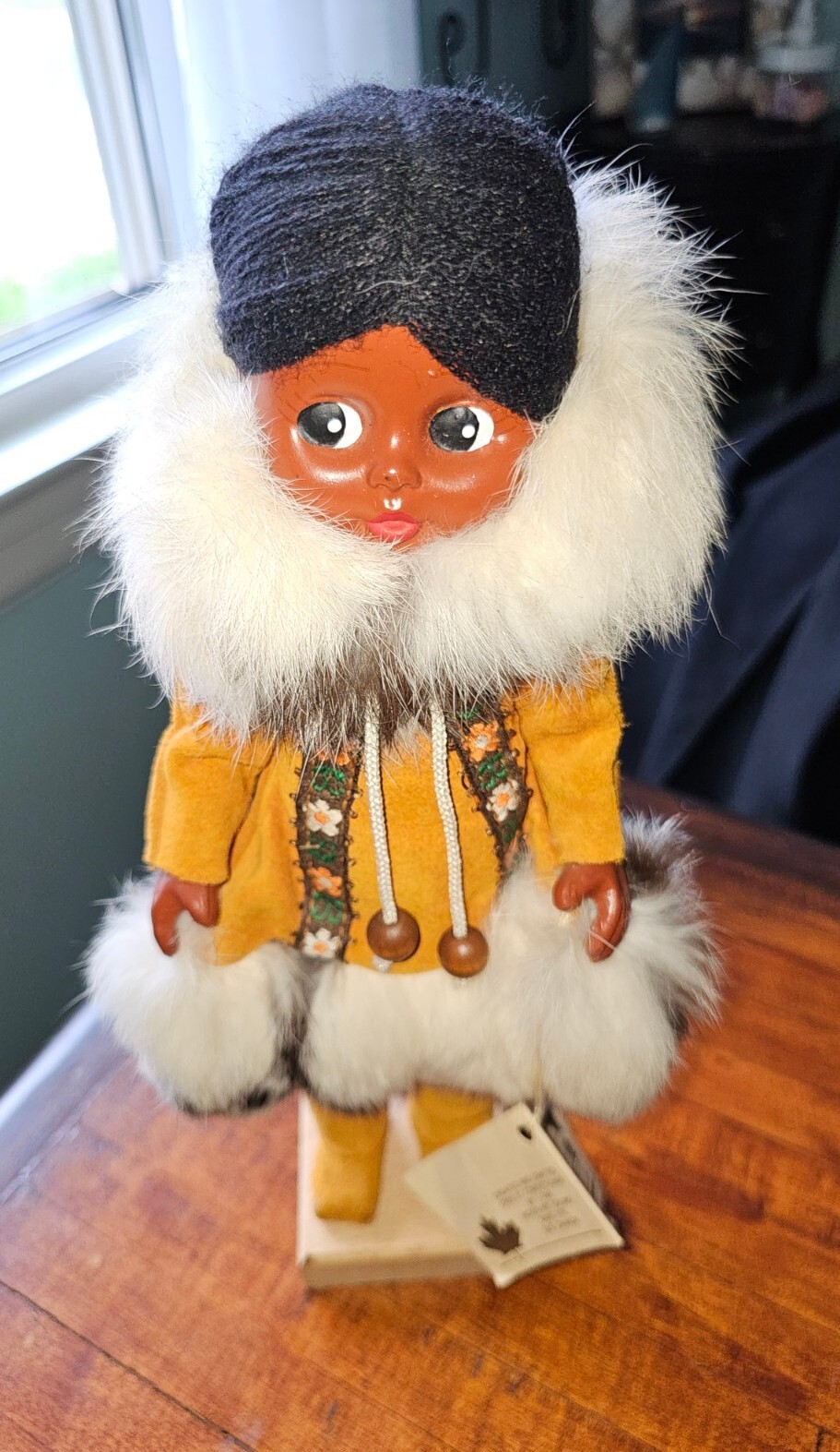 Vintage Handmade Indian Indien Art Eskimo Eye Doll Figure 11 1/2" Fur ...