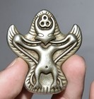 Antique Tibet Old Silver Redpoll Winged Garuda Bird Eagle Buddha Amulet ...