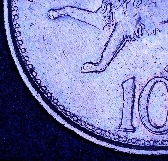 1992, 10 PENCE, ELIZABETH II, COIN ERROR, DOUBLE DIE, BOTH SIDES ...
