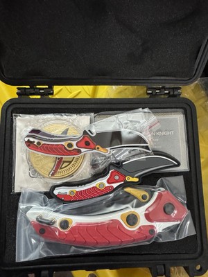 Maxace Dragon Knight Titanium Knife Limited Red/White Folder M398 ...