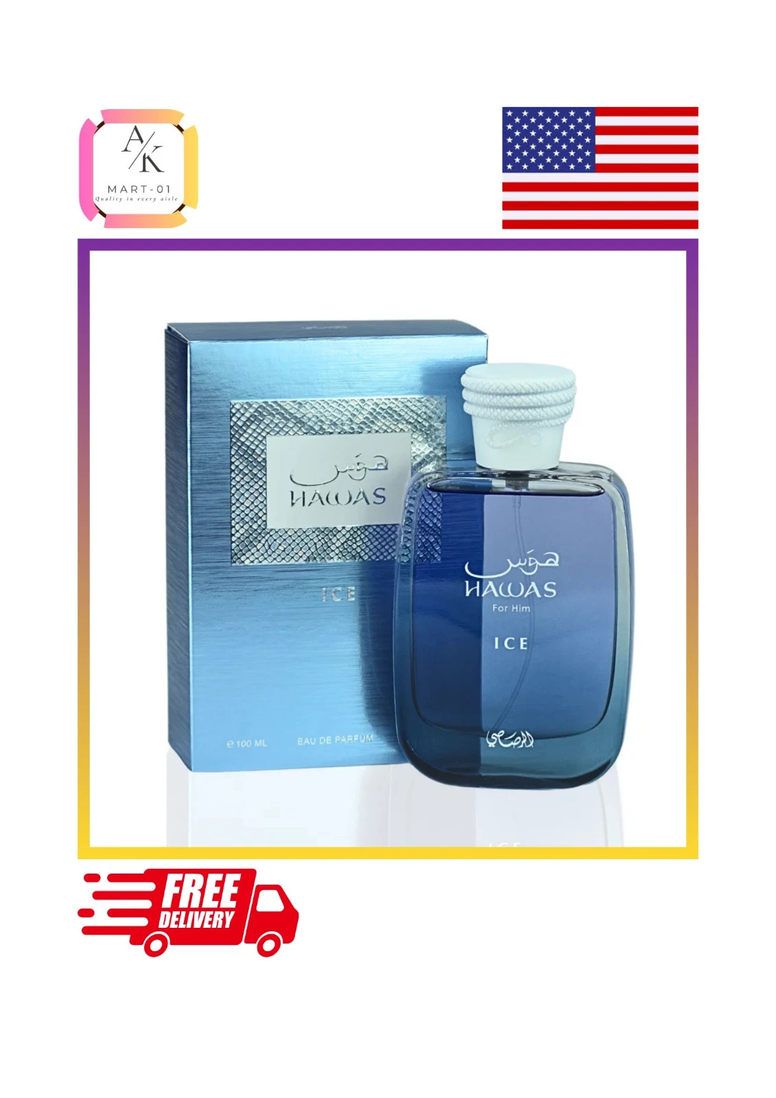 Rasasi Hawas Ice For Him EDP 100ml 3.4oz Men's Fresh Summer Cologne | eBay