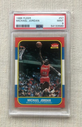 Michael Jordan 1986 Fleer #57 PSA 9 & 1986 Fleer Jordan Sticker #8 PSA ...