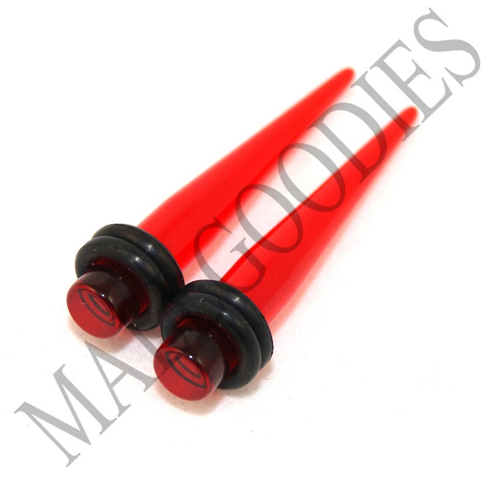 V027 Acrylic Clear Red Stretchers Tapers Expander Ear Plugs 14G to 1 ...