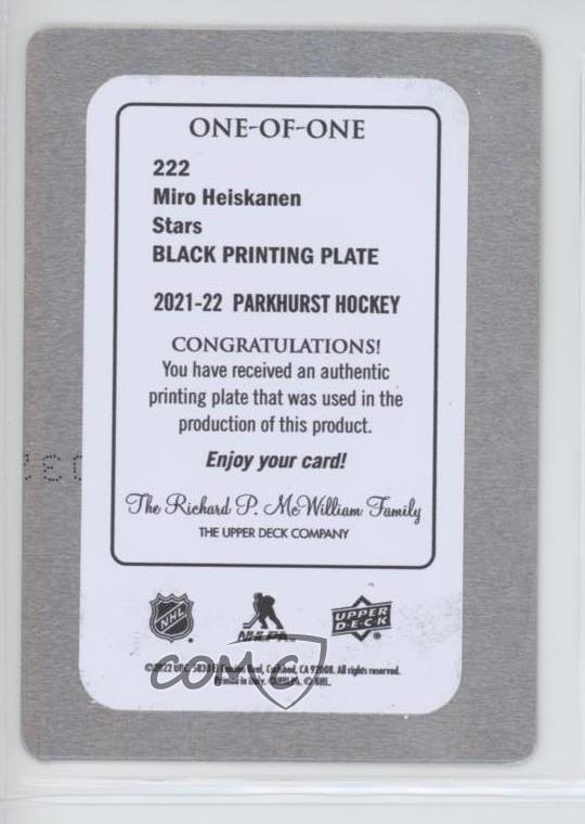 2021-22 Upper Deck Parkhurst - Stars Printing Plate Black #222 Miro ...