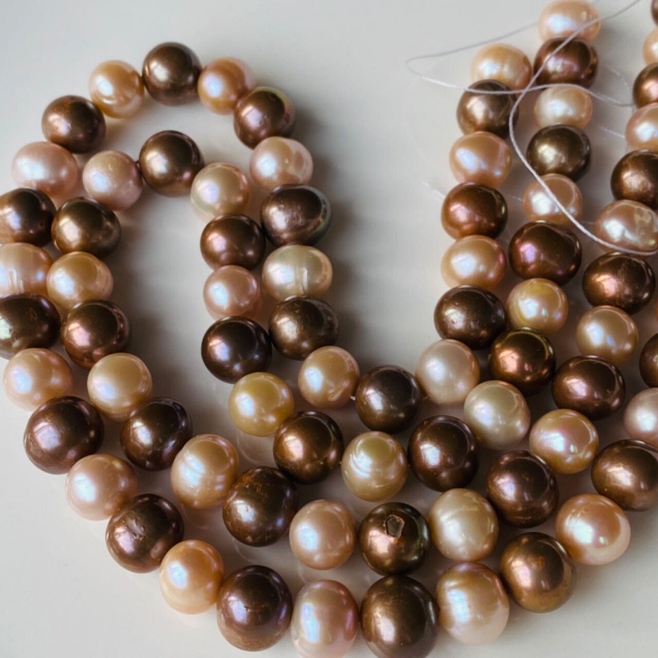 Multi Color 12mm Freshwater Pearl Cultured Round Loose Pearl Strand ...