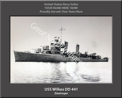 USS Wilkes DD 441 Personalized Canvas Ship Photo 2 Print Navy Veteran ...