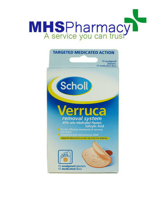 Scholl Verucca Removal System 40% w/w Medicated Plasters 15 Washproof ...