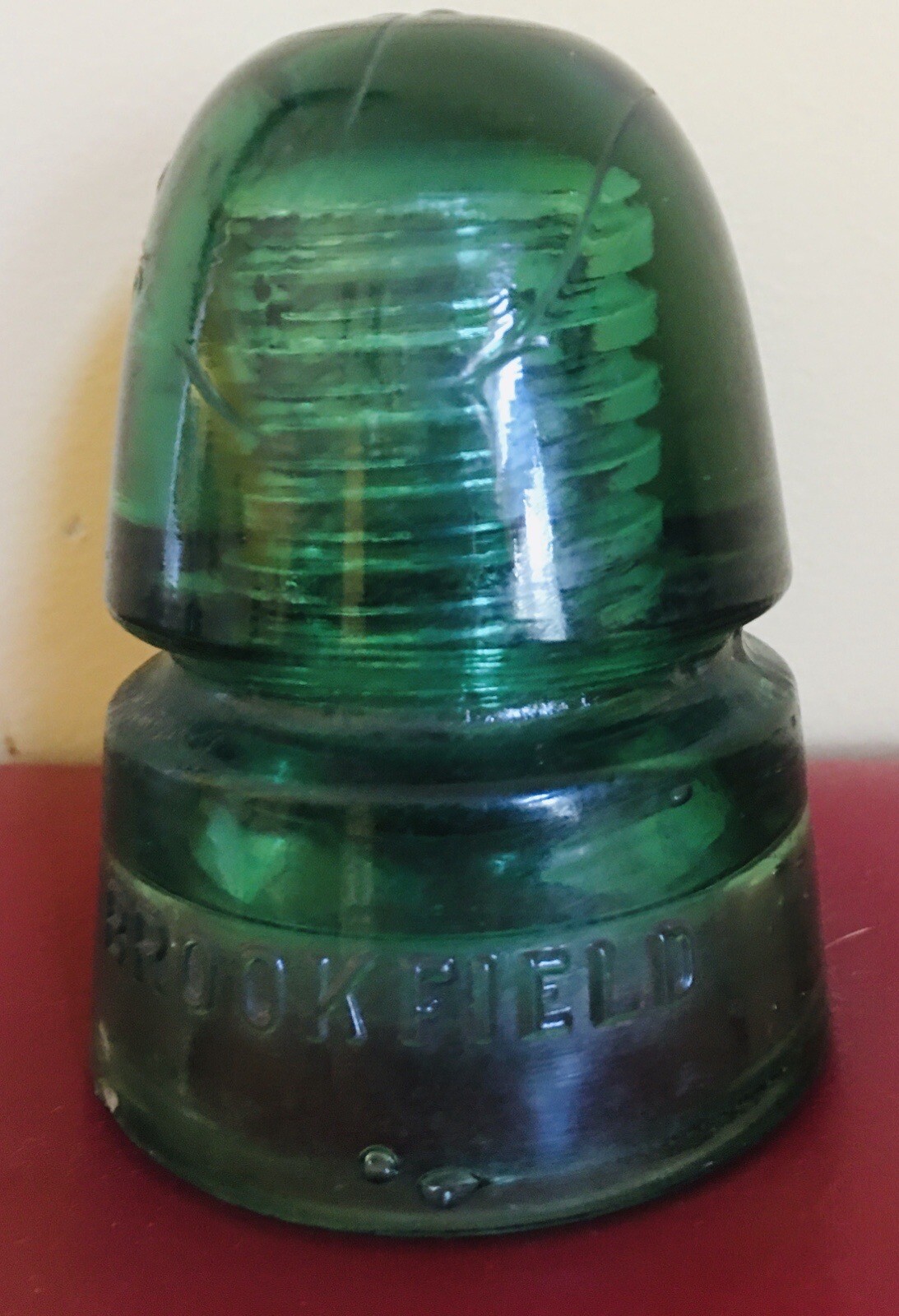 Lot of 2 Vintage Hemingray & Brookfield Glass Insulators Green & Clear ...