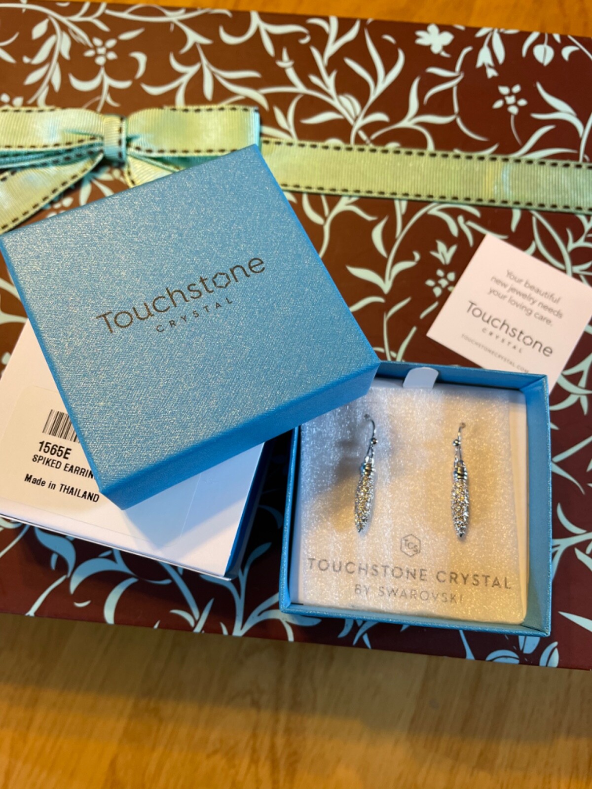 Touchstone Crystals by Swarovski Spiked Crystal Earrings Rhodium ...