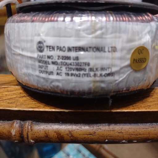 Toroidal Transformer TEN PAO 120V OUPTPUT 19.92v X 2 Model-TOU433027FG ...