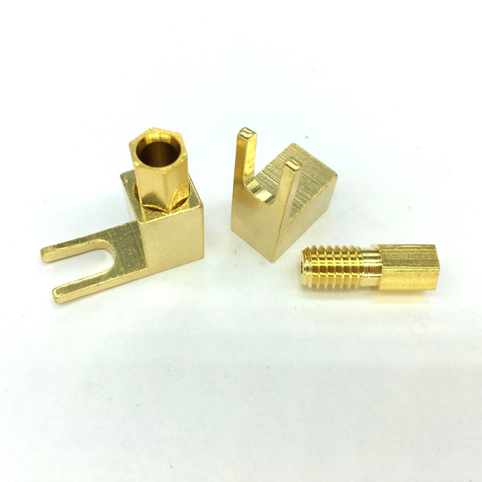 4Pcs Right Angle BRASS Speaker fork Terminal Spade for 4mm Banana PLUG ...