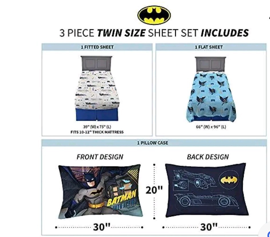 Batman Kids Twin Sheet Set NEW | eBay