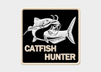CATFISH HUNTER EMBROIDERED PATCH 3" x 2-7/8" IRON/SEW ON FLATHEAD ...