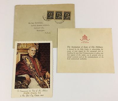 1960's Vatican Letter & Envelope + Postcard Pope Paul VI Autograph ...