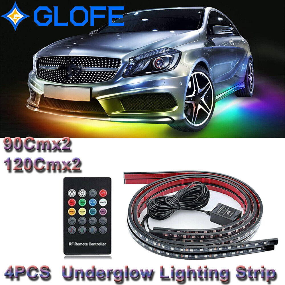 Underglow Neon 4 Pcs RGB Car Under Strip Light Kit 48 LED Neon Tube Underglow Underbody System ...