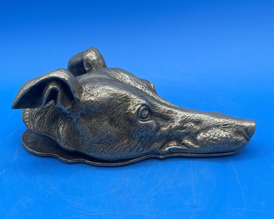 ANTIQUE SILVERPLATED GREYHOUND DOG HEAD LETTER/ PAPER/RECEIPT CLIP ...