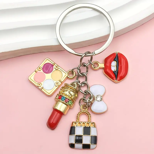 Creative Women Makeup Keychains Fashion Style Lipstick Perfume Keyrings ...