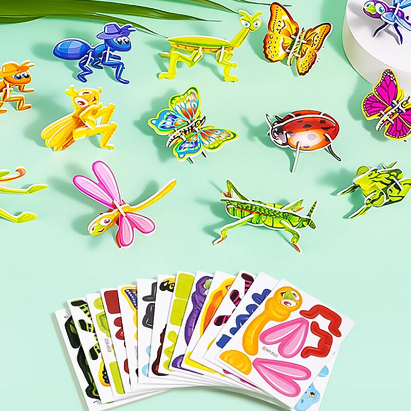 25pcs 3D Paper Insect Puzzle Children's Toys Cartoon Insect Assembly ...