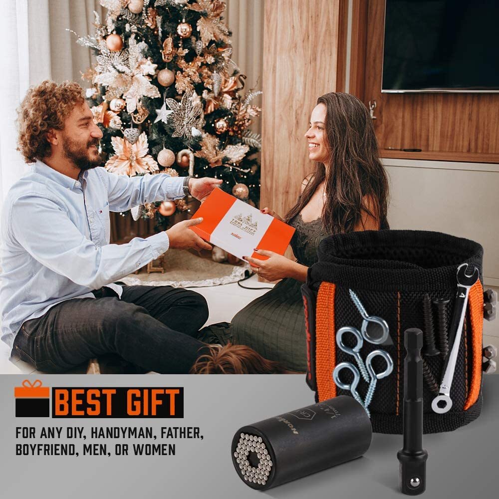 3Pcs Magnetic Wristband & Universal Socket Grip 7-19mm Screws Nails ...