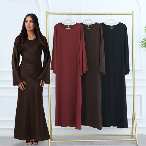 Dubai Women Muslim Long Robes Soild Color Kaftan Modest Turkey Islamic ...