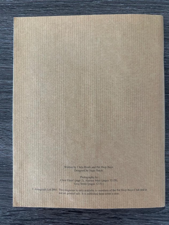 Pet Shop Boys Literally Issue #24 Nov, 2001 Fanzine Fan Club Exclusive ...