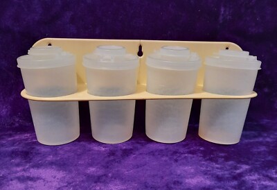 Tupperware Vintage Wall Spice Rack Off White with 4 Shaker Containers ...