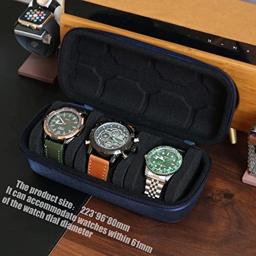 watch box organizer for men or Women 3 watch travel case Portable ...