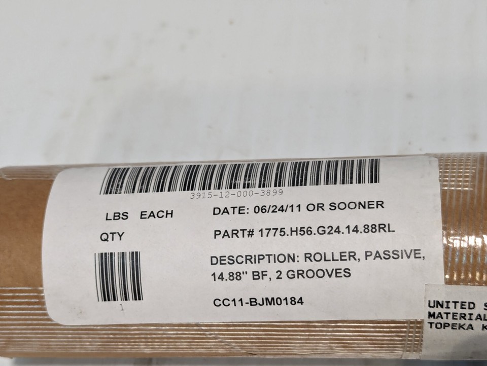 Interroll 1775.H56.G24.14.88RL Passive Conveyer Roller, 14.88" BF, 2 ...