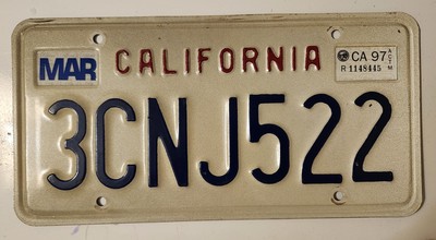 Vtg 1997 California Automobile License Plate Car Tag | eBay