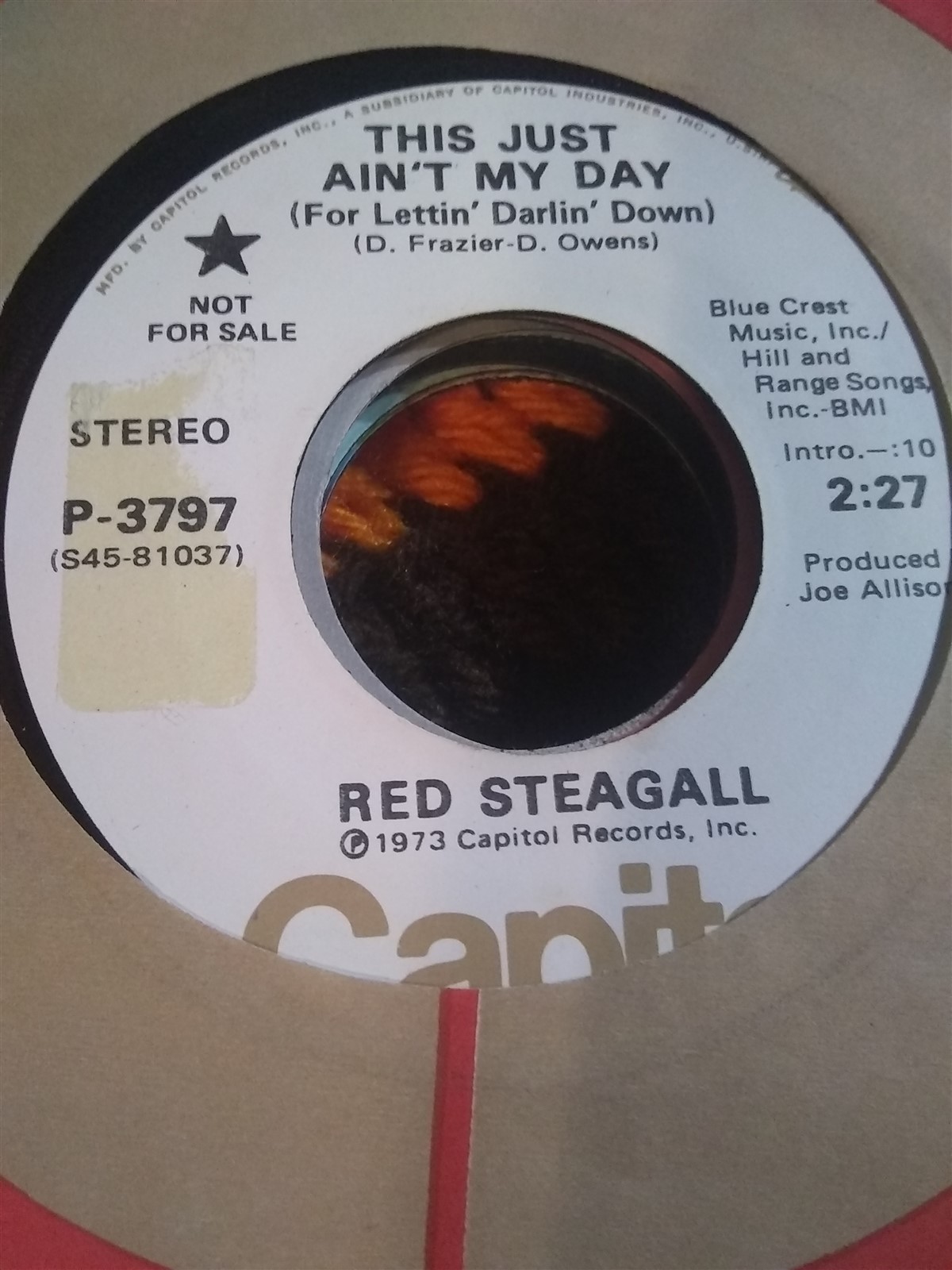 Red Steagall, This Just Ain't My Day ~ 1973 Capitol promo 45 +sleeve | eBay