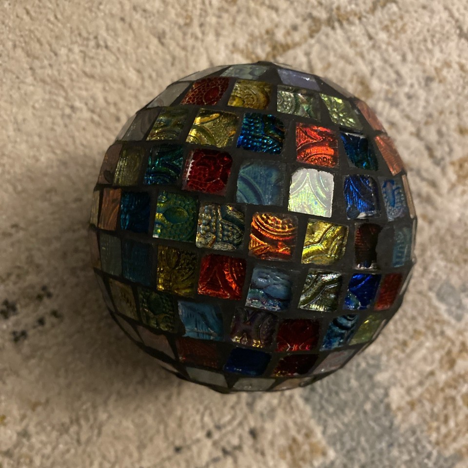 Vintage Stained Glass Ball Decoration Antique Rainbow Disco Sphere | eBay