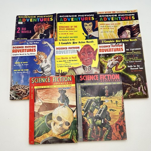 Lot of 8 Science Fiction Adventures Pulp 1953, 1954, 1956, 1957, 1958 ...