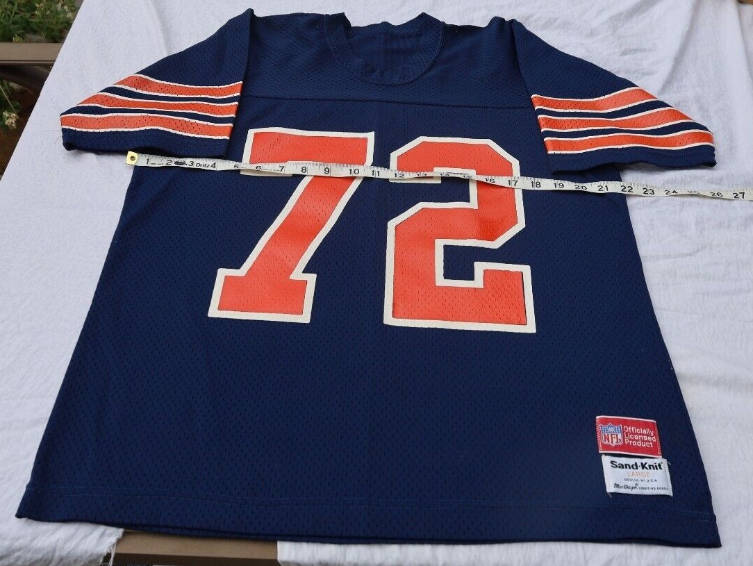 RARE VTG WILLIAM PERRY THE FRIDGE CHICAGO BEARS #72 JERSEY SAND KNIT L ...