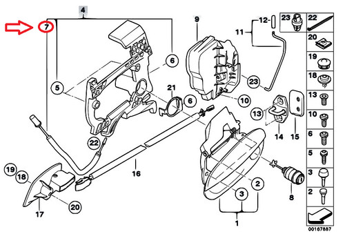 BMW Z4 E85 Front Door Lock Bowden Cable 51217036784 | Genuine OEM