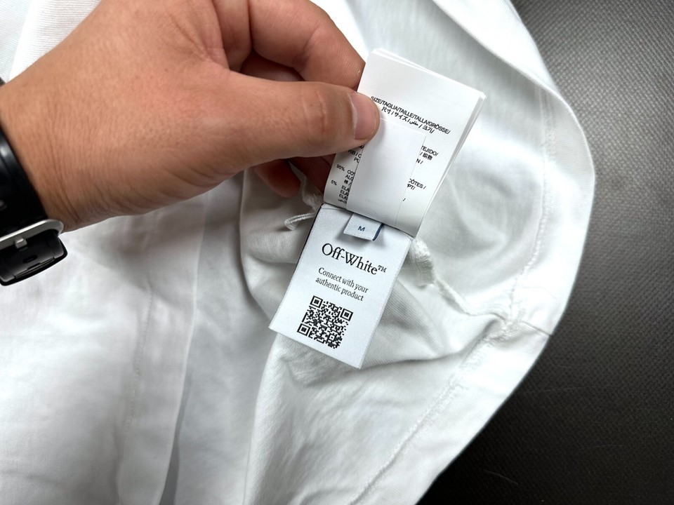 Auth Men's OFF-WHITE SS24 Big Logo White Cotton Casual t Shirt Size S/M ...