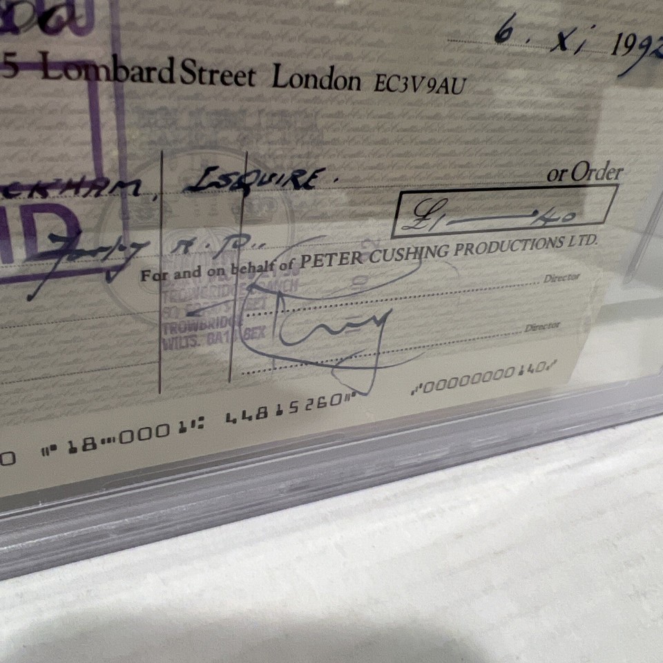 Peter Cushing Star Wars Actor Signed Auto Bank Check Grand Moff Tarkin ...