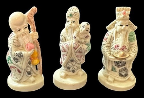 Vintage Chinese Fu Lu Shou Star Gods Wise Men Figurines Statues – Lot ...