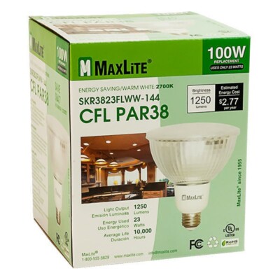 MAXLITE 33016 SKR3823FLWW PAR38 CFL - 23 Watt - 100W Equal - FloodMax ...