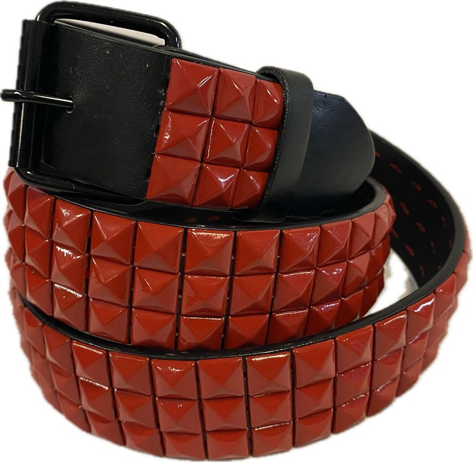 UNISEX Men/Women 2/3-Row Metal Pyramid Studded Belt Checker Punk Rock ...