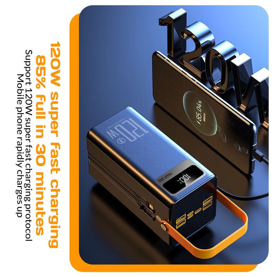 Power Bank 70000mAh 120W Portable Charger External Battery Backup For ...