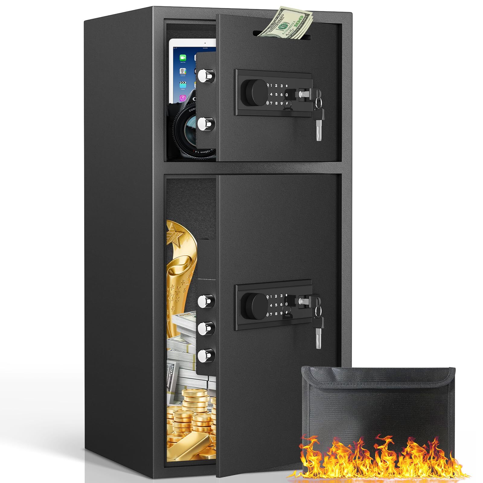 6.0 Cub Extra Large Home Safe Box with Fireproof Waterproof Bag with ...