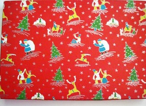 Vintage Red Christmas Box w/ Reindeer, Santa, Tree & Three Wise Men ...