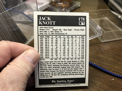 1991 The Sporting News Conlon Collection - Jack Knott #178 for sale ...
