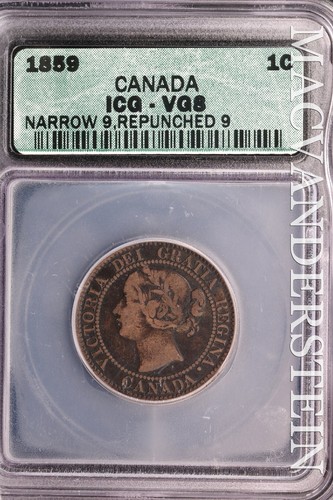 Canada: 1859 Large Cent- ICG-VG8 (Narrow 9, Re-Punched 9) #SLT760 | eBay