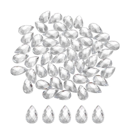50PCS Flat Back Acrylic Teardrop Gems 6x10mm Artificial Rhinestones ...