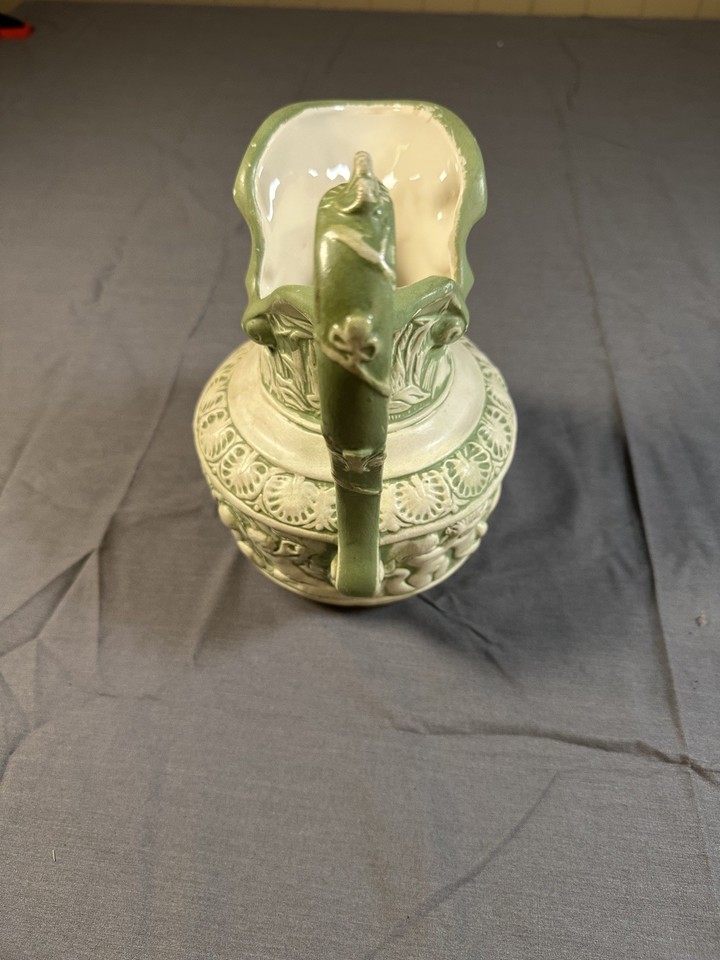 Vintage Pitcher Greek Gods Mythology White And Green Ceramic | eBay