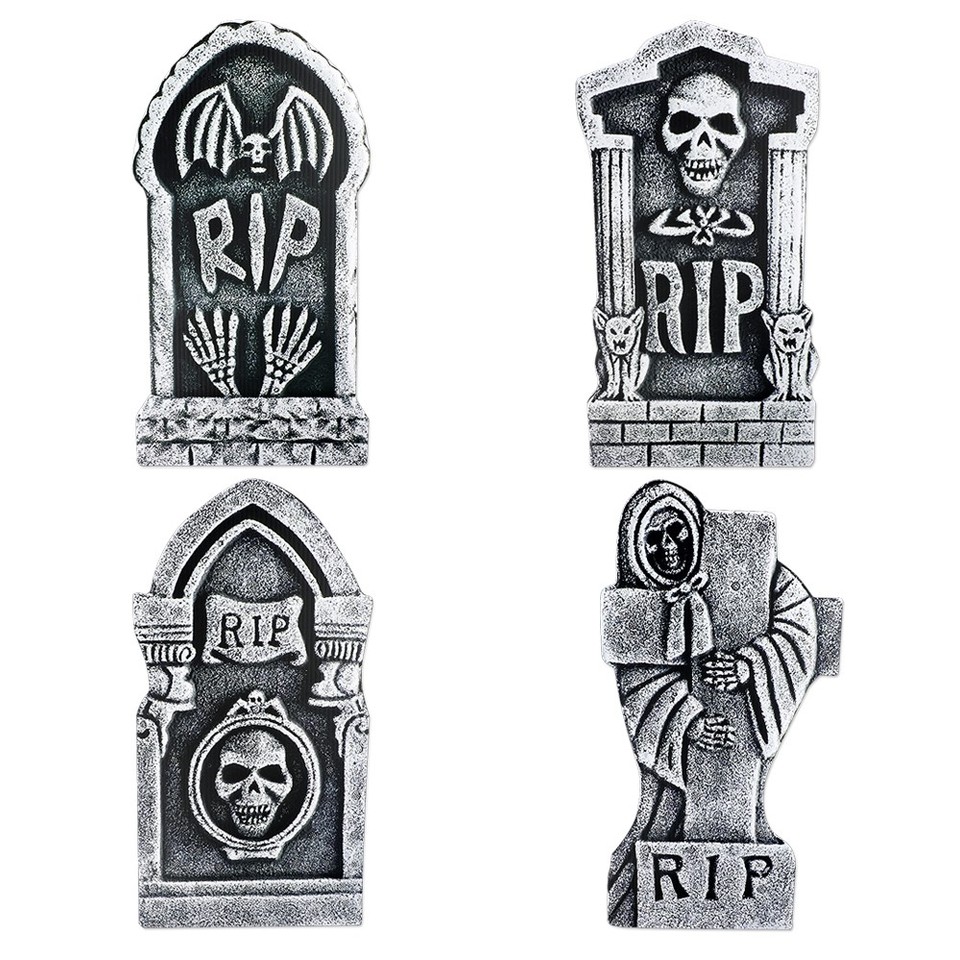 4X Headstone Decorations Halloween Tombstone Grave Gravestone Prop Yard ...