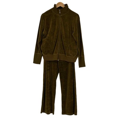 Vintage Y2K Natori Track Suit Velour Velvet 2-Piece Olive Green Large ...